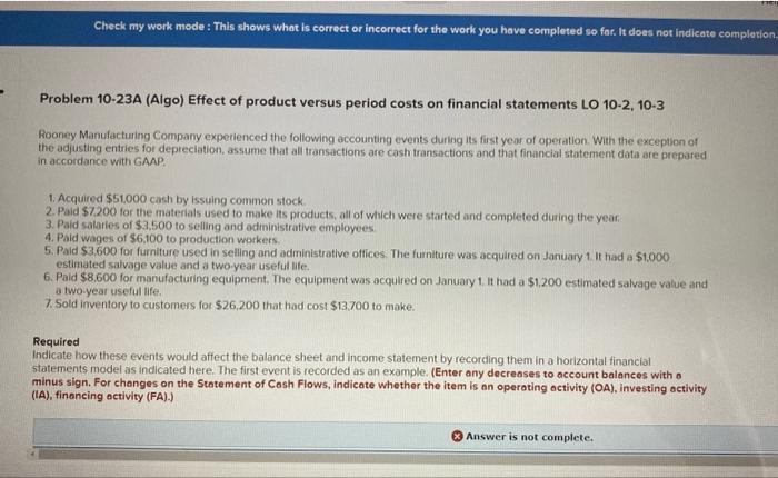 Solved Problem 10-23A (Algo) Effect of product versus period | Chegg.com