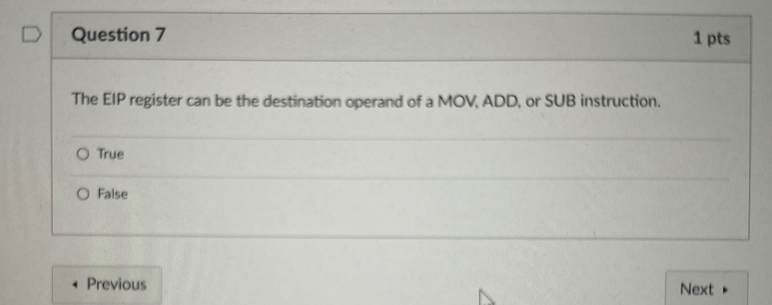 Solved Question 71 ﻿ptsThe EIP register can be the | Chegg.com