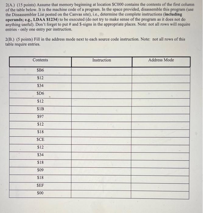 3( A.) (15 points) Assemble the following code | Chegg.com