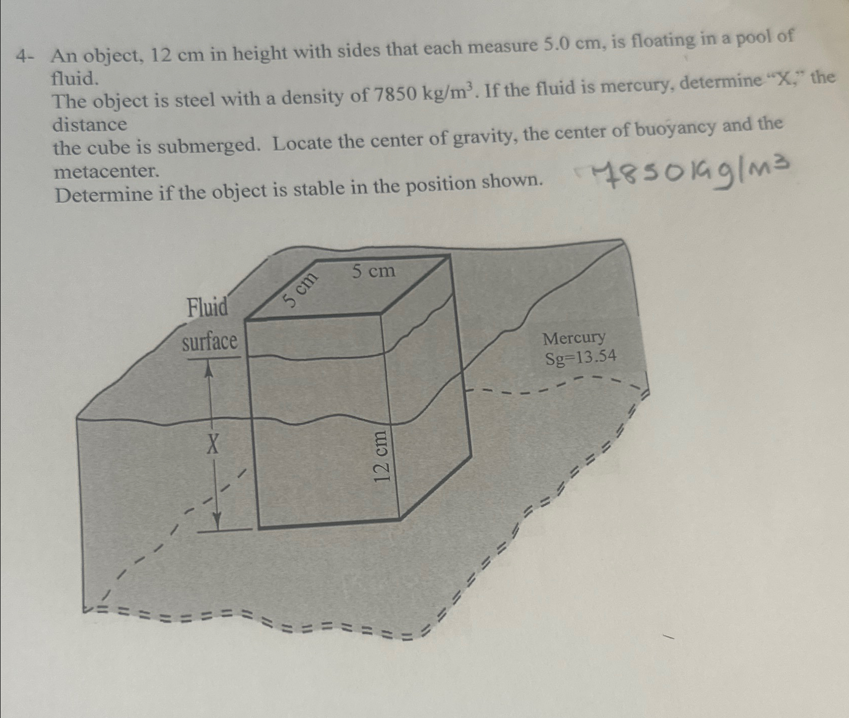 Solved 4- ﻿An object, 12cm ﻿in height with sides that each | Chegg.com