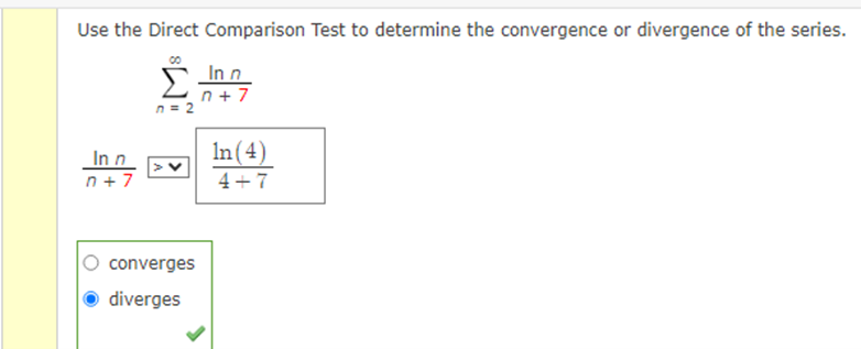 Solved Use the Direct Comparison Test to determine the | Chegg.com
