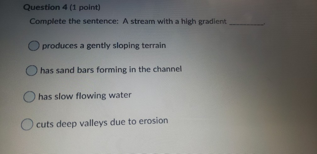 Solved Question 4 (1 point) Complete the sentence: A stream | Chegg.com