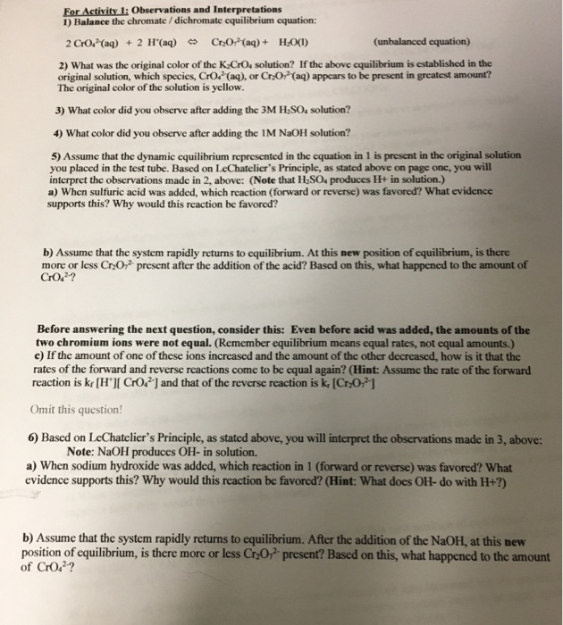 Solved For Activity 1: Observations and Interpretations 1) | Chegg.com