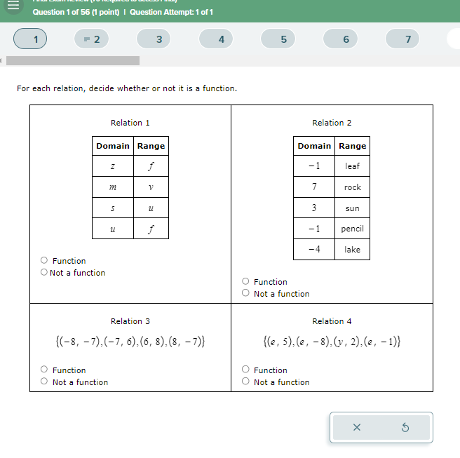 Solved For each relation, decide whether or not it is a | Chegg.com