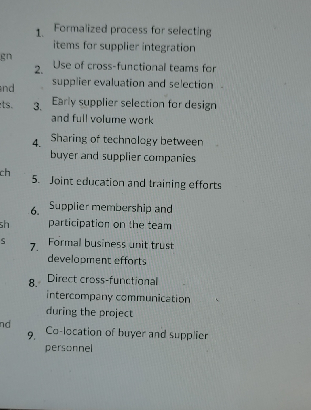 Solved Formalized process for selecting items for supplier | Chegg.com