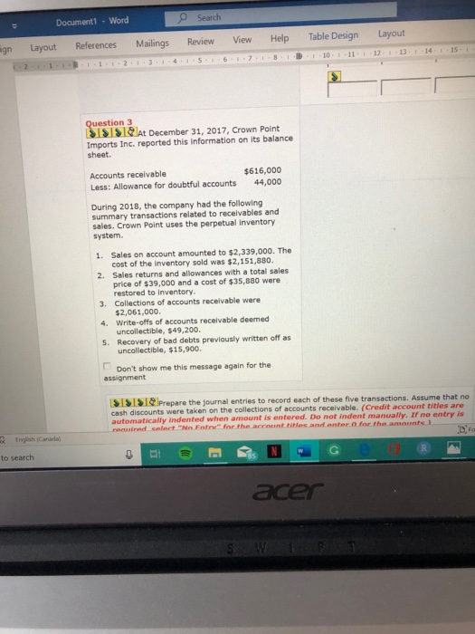 Solved Search Document1 Word Table Design Help Layout | Chegg.com