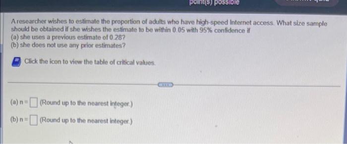 Solved A researcher wishes to estimate the proportion of | Chegg.com