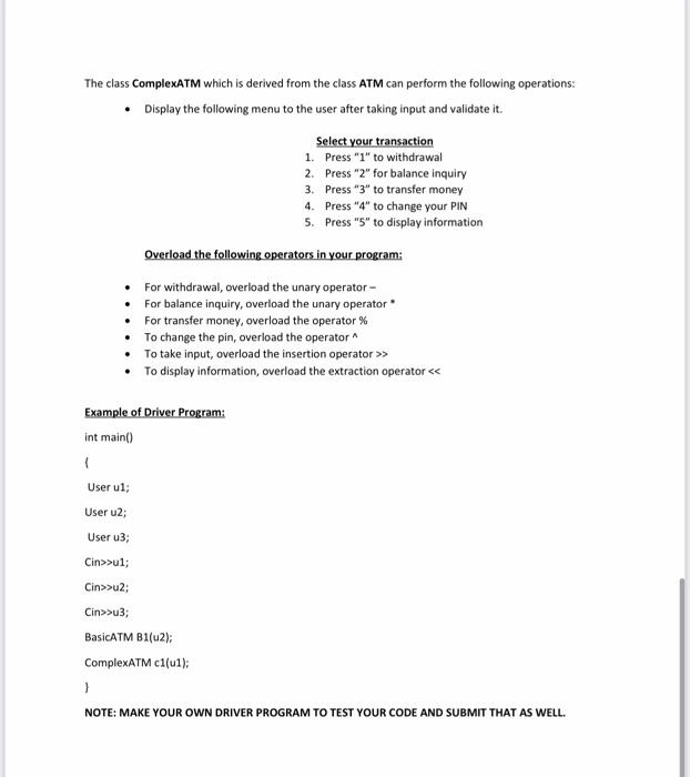 Solved Automatic Teller Machine (ATM) PROJECT ABSTRACT The | Chegg.com