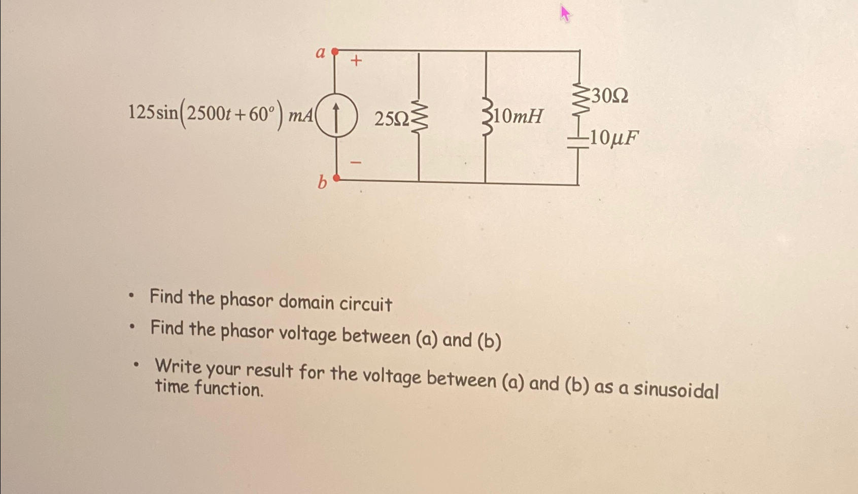 Solved Find the phasor domain circuitFind the phasor voltage | Chegg.com