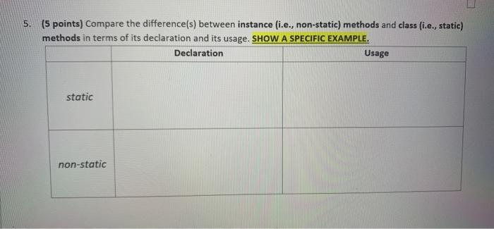 Solved 5. (5 points) Compare the difference(s) between | Chegg.com