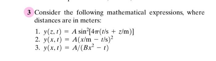 Solved 3 Consider the following mathematical expressions, | Chegg.com
