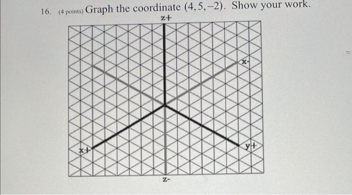 Solved 16. (4 points) Graph the coordinate (4,5,-2). Show | Chegg.com