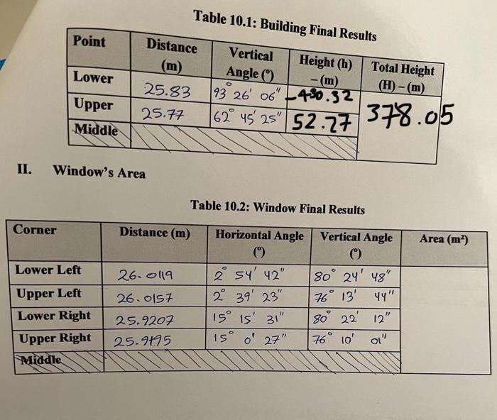 Solved Table 10.1. Rnis: II. Window's Area Table 10.2: | Chegg.com