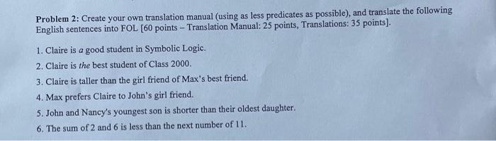 Solved Problem 2: Create your own translation manual (using | Chegg.com