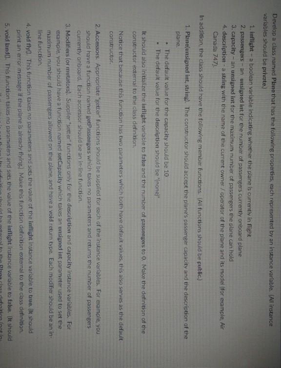 Solved Develop a class named Plane that has the following | Chegg.com