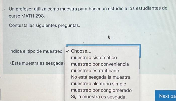 Solved Un profesor utiliza como muestra para hacer un | Chegg.com