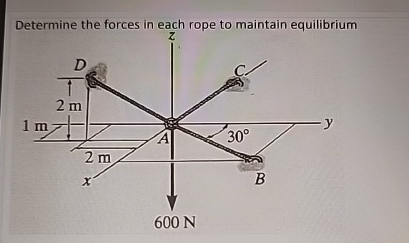 Solved Determine the forces in each rope to maintain | Chegg.com