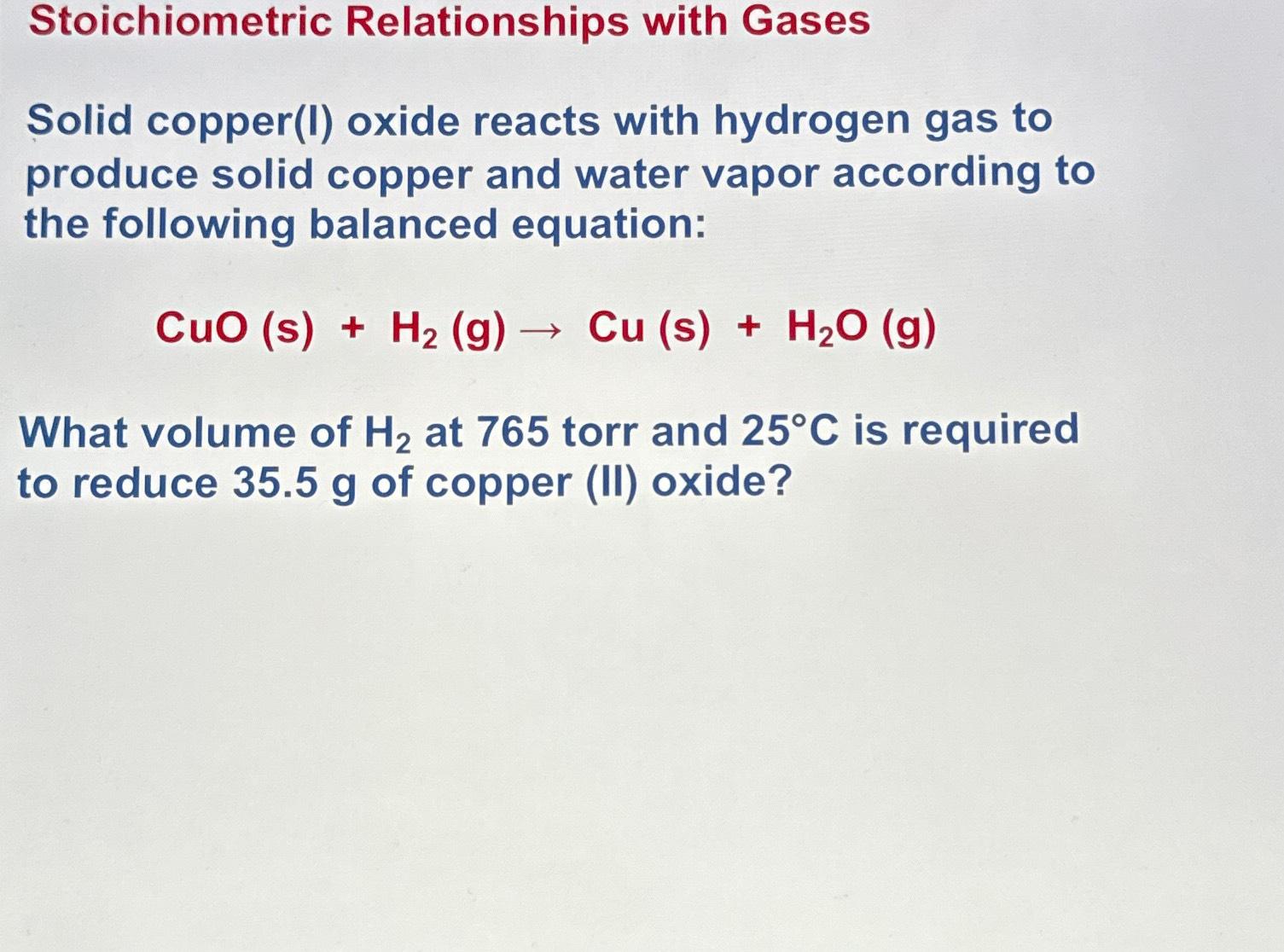 Solved Stoichiometric Relationships with GasesSolid | Chegg.com
