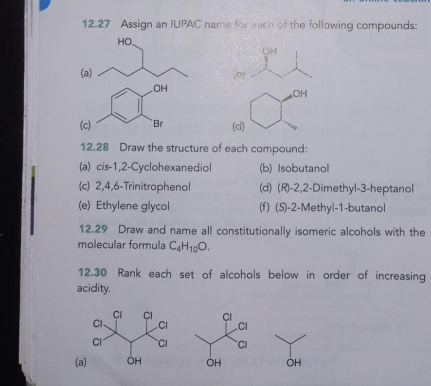 Solved 12.27 Assign an IUPAC name Groarh of the following | Chegg.com