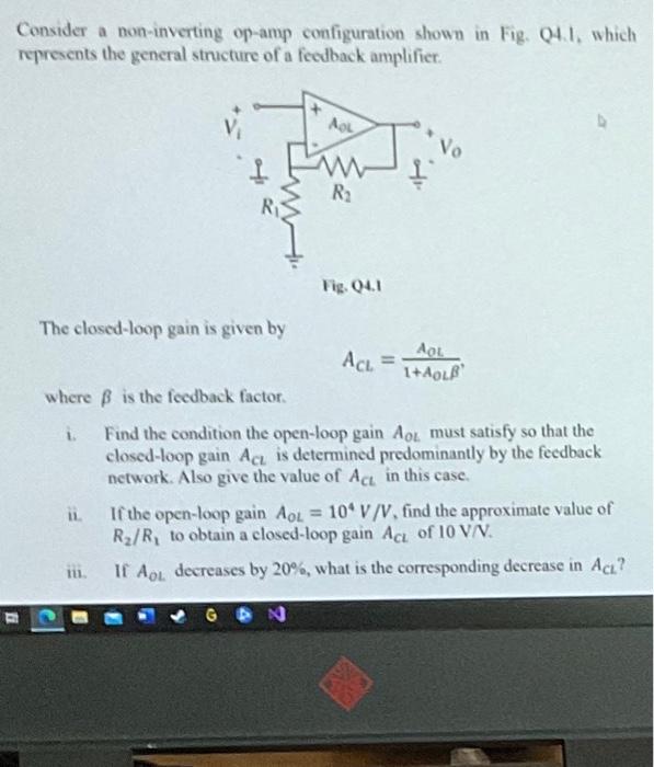 Solved Consider a non-inverting op-amp configuration shown | Chegg.com