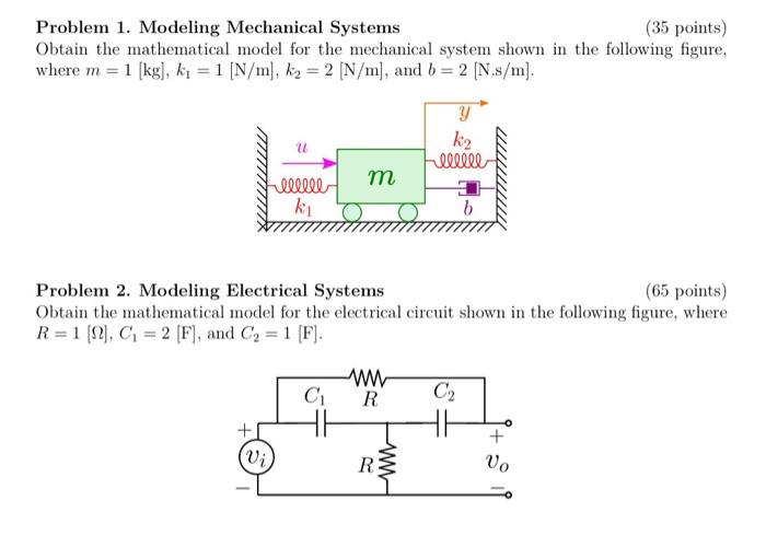 Solved Problem 1. Modeling Mechanical Systems (35 points) | Chegg.com