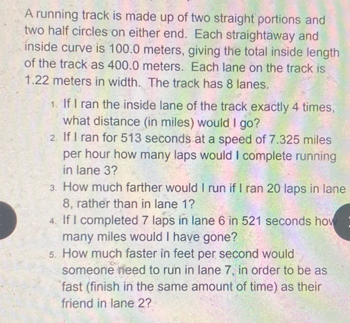 Solved A running track is made up of two straight portions | Chegg.com