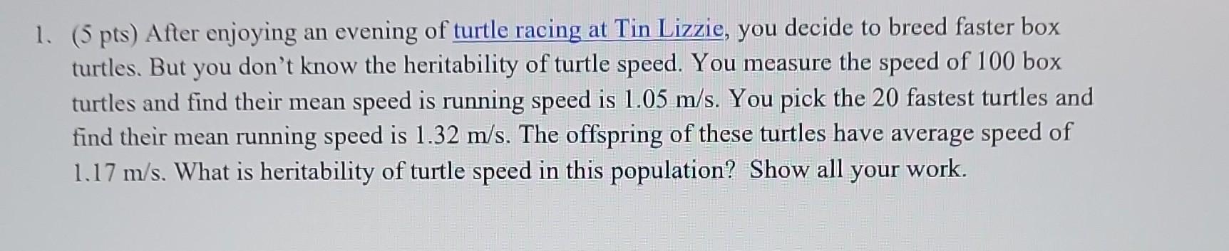 Solved 1. ( 5 pts) After enjoying an evening of turtle | Chegg.com