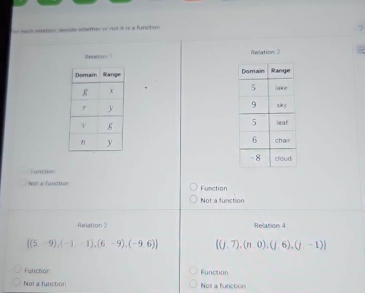 Solved for each relation decide whether or hot it is a | Chegg.com