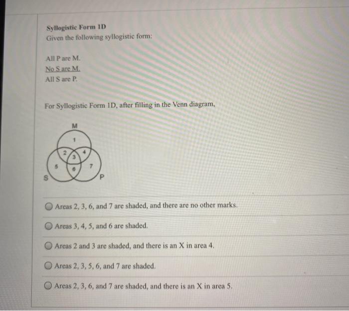 Solved Syllogistic Form ID Given the following syllogistic | Chegg.com