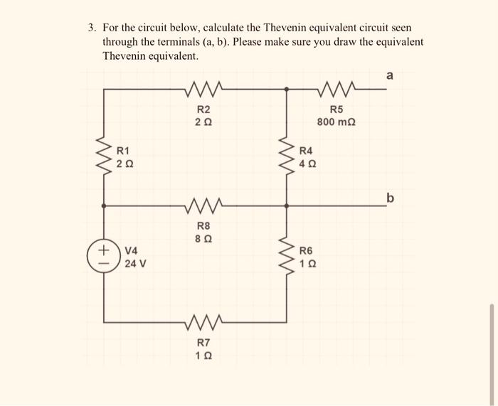Solved 3. For the circuit below, calculate the Thevenin | Chegg.com