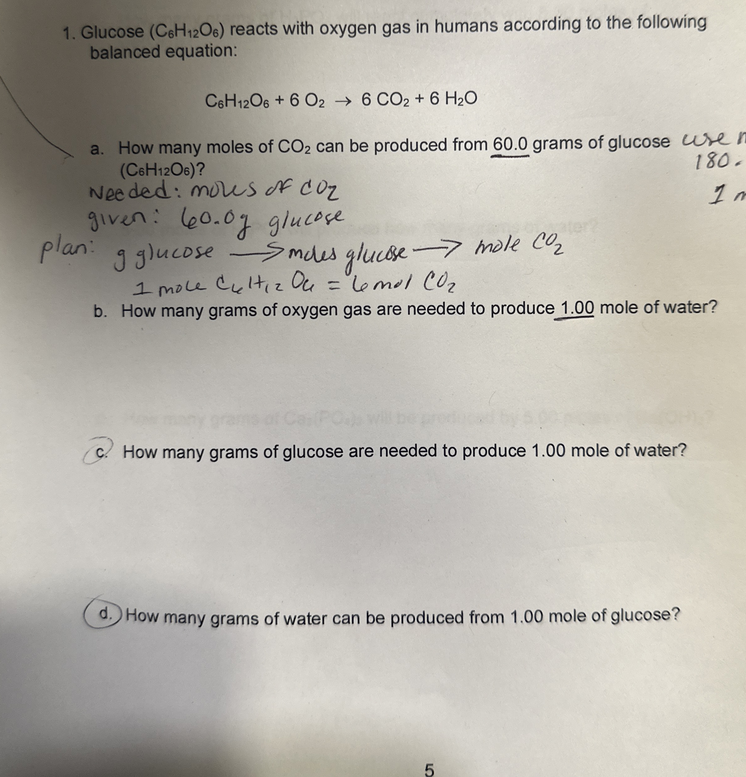 Solved Glucose (C6H12O6) ﻿reacts with oxygen gas in humans | Chegg.com