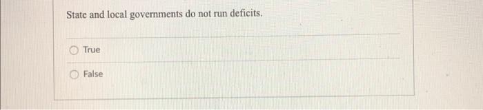 Solved State and local governments do not run deficits. True | Chegg.com