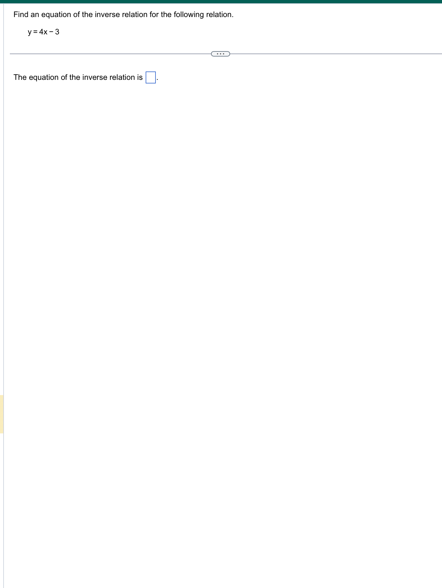 Solved Find an equation of the inverse relation for the | Chegg.com