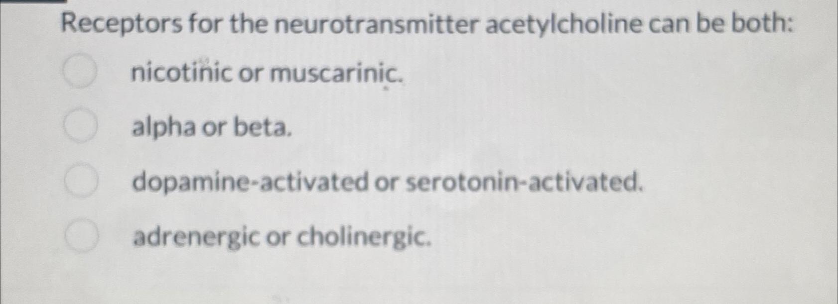 Solved Receptors for the neurotransmitter acetylcholine can | Chegg.com