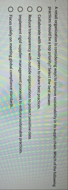 Solved A retail organization is considering ways to improve | Chegg.com