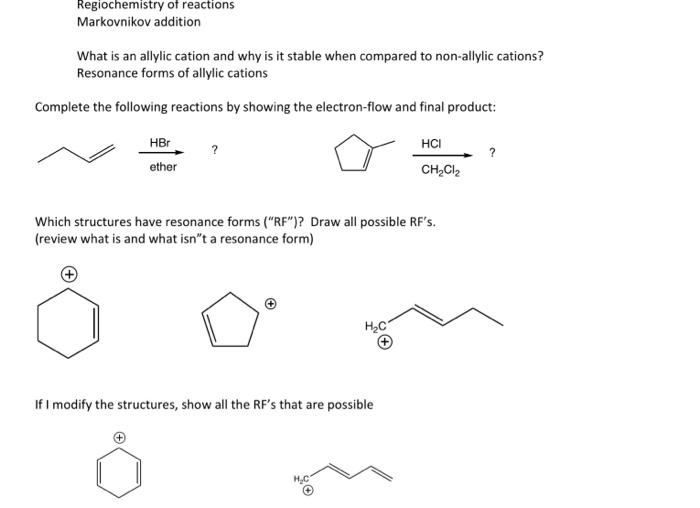 Solved Regiochemistry of reactions Markovnikov addition What | Chegg.com