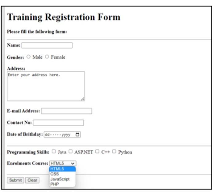 Solved Training Registration Form Please fill the following | Chegg.com