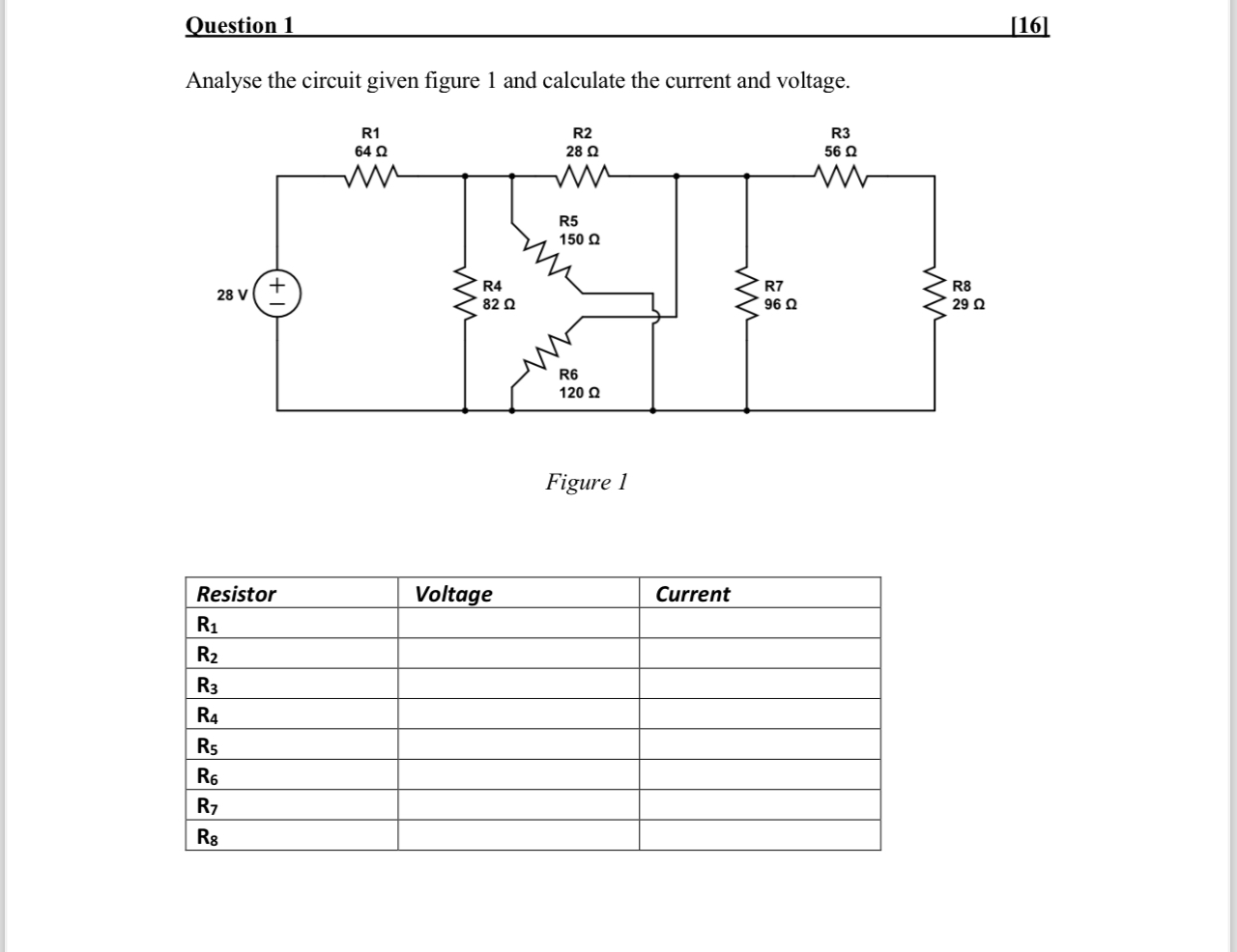 Solved Question 1 16 Analyse The Circuit Given Figure 1 ﻿and 