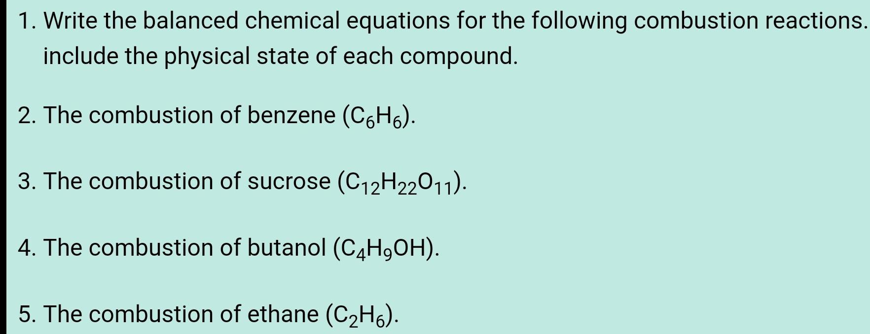Solved 1. Write the balanced chemical equations for the | Chegg.com