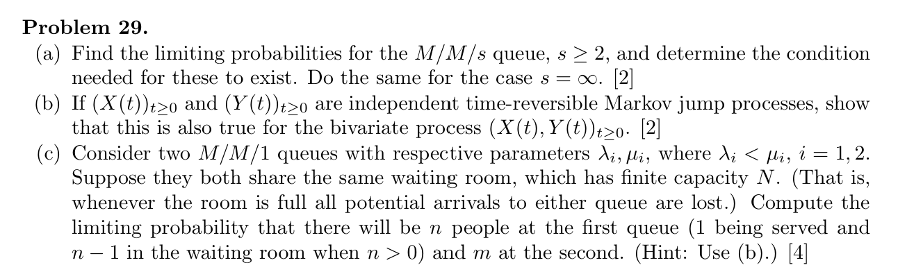 Solved Problem 29.(a) ﻿Find the limiting ﻿probabilities for | Chegg.com