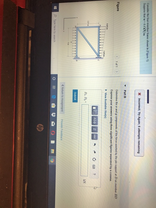 Solved Consider the four-member frame shown in (Figure 1) | Chegg.com