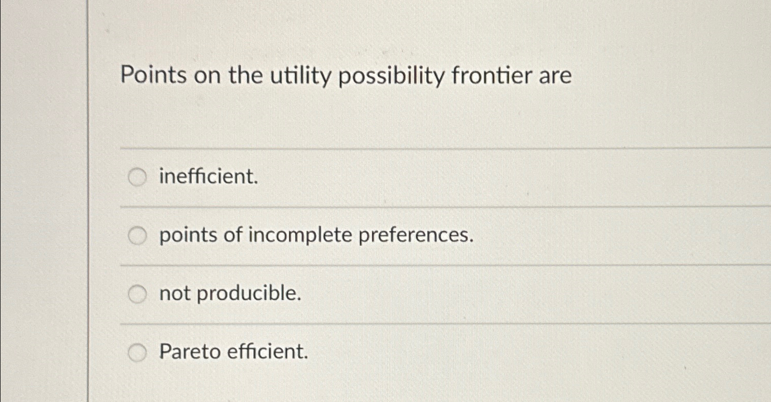 Solved Points on the utility possibility frontier | Chegg.com