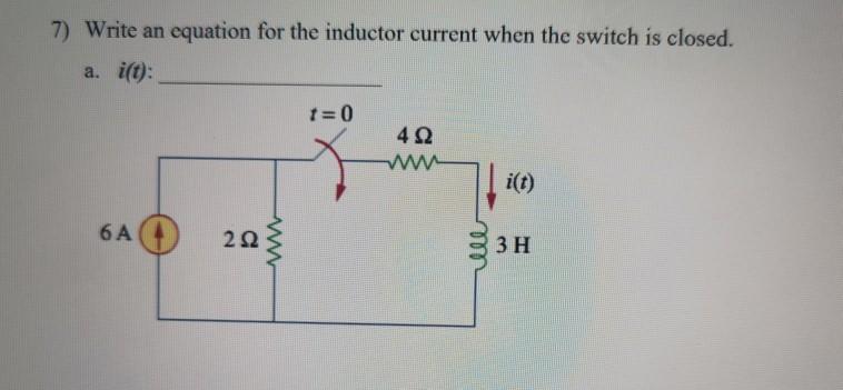 Solved Write an equation for the inductor current when the | Chegg.com