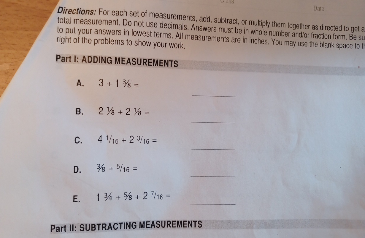 Solved Directions: For each set of measurements, add, | Chegg.com