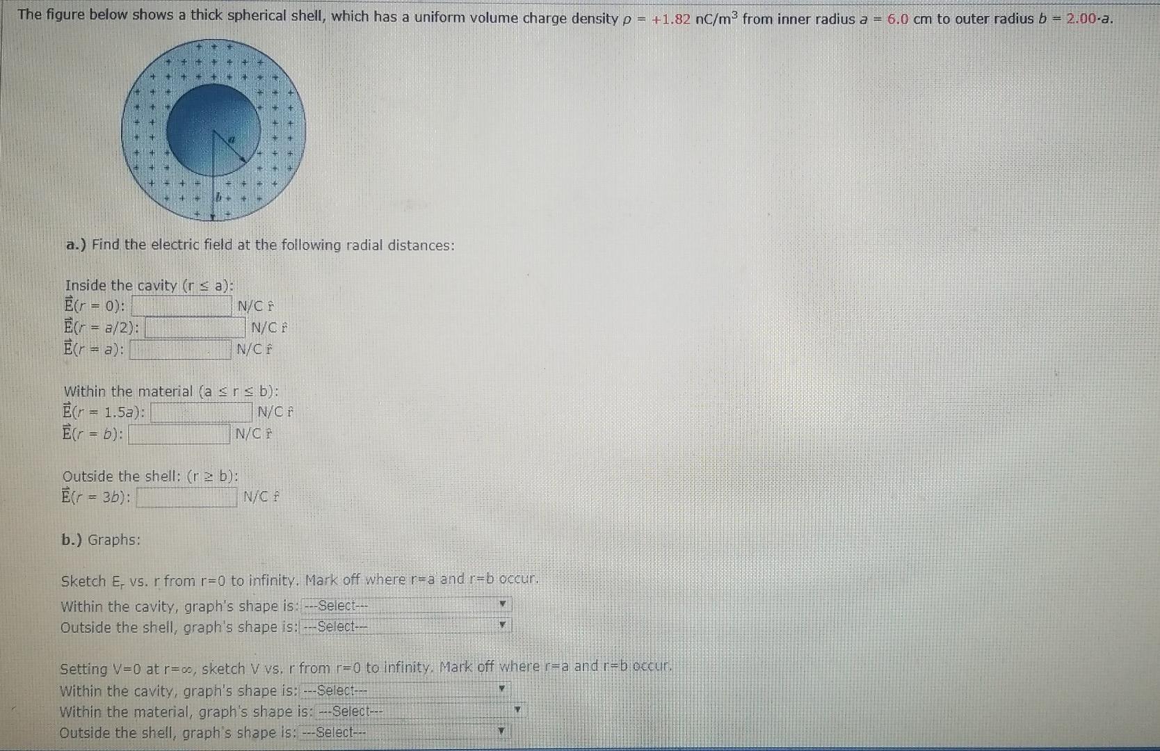 Solved The figure below shows a thick spherical shell, which | Chegg.com