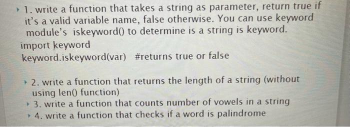 Solved 1. write a function that takes a string as parameter, | Chegg.com