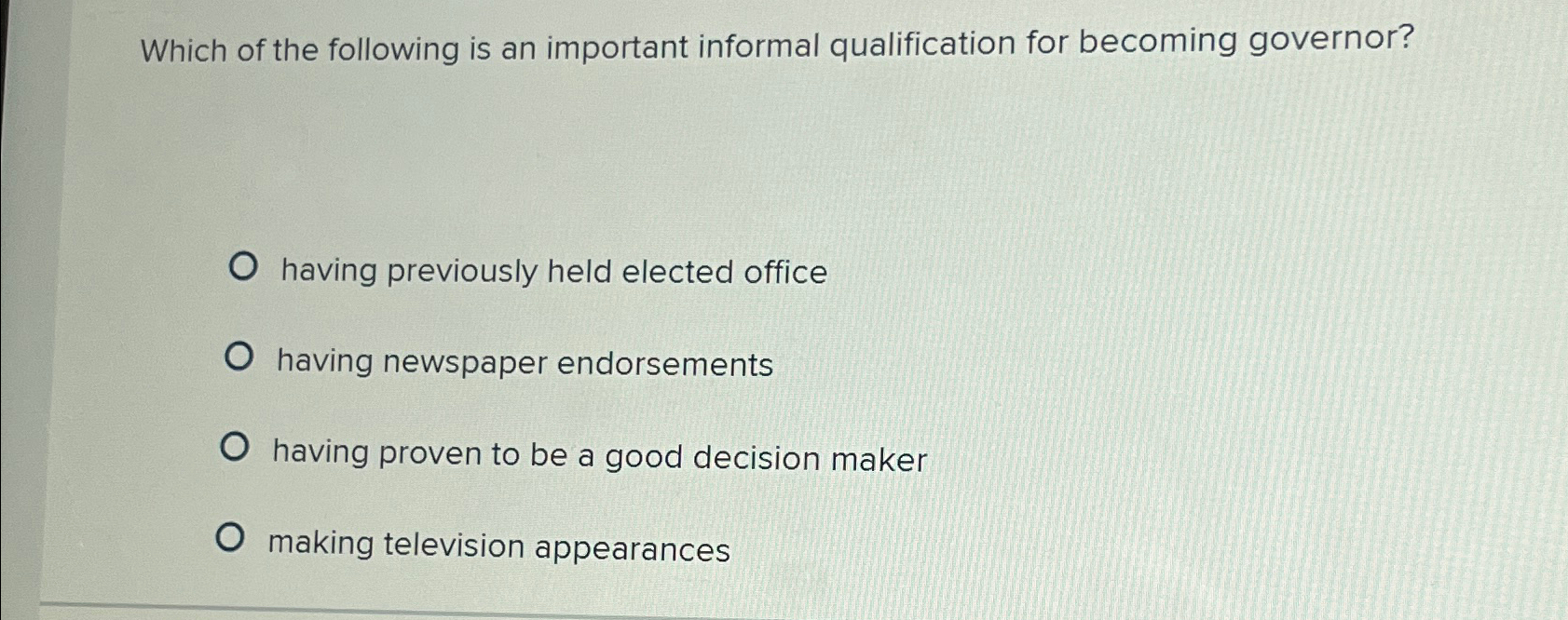 Solved Which of the following is an important informal | Chegg.com