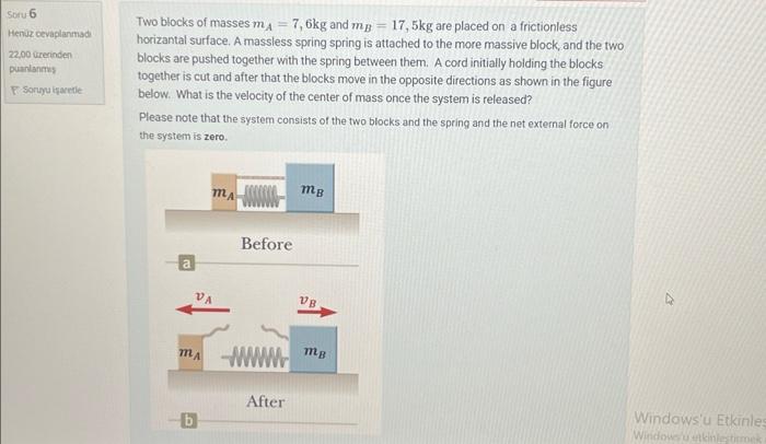 Solved Two blocks of masses mA=7,6 kg and mB=17,5 kg are | Chegg.com