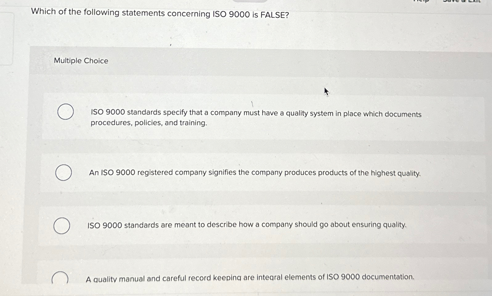 Solved Which of the following statements concerning ISO 9000 | Chegg.com