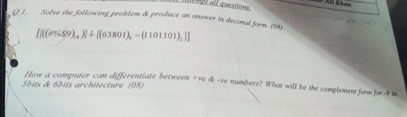 Solved Q1. Solve the following problem \& produce an answer | Chegg.com